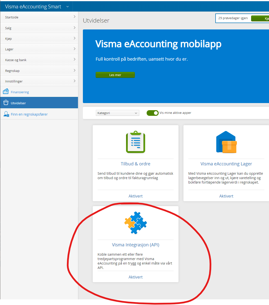 Integrasjon med Visma eAccounting